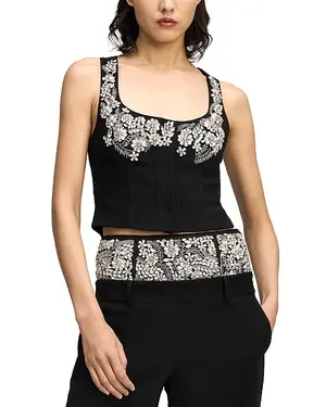 Cinq À Sept Aliana Embellished Cropped Vest