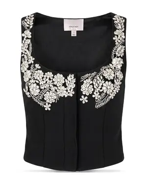Cinq À Sept Aliana Embellished Cropped Vest