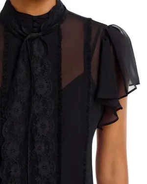 Cinq À Sept Virelle Ruffle Tie Neck Blouse