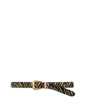 Veronica Beard Ziger Arch Calf Hair Belt - Tan Multi