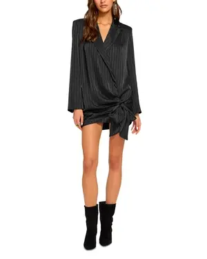 Ramy Brook Irina Satin Stripe Side Tie Dress