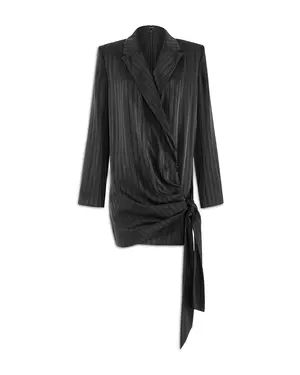 Ramy Brook Irina Satin Stripe Side Tie Dress