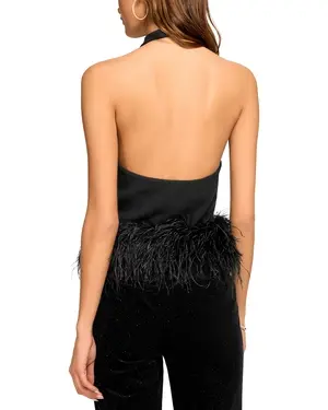 Ramy Brook Kelly Feather Trim Halter Top