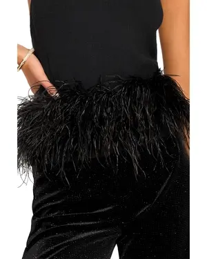 Ramy Brook Kelly Feather Trim Halter Top