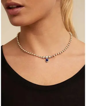 UNODE50 Sterling And Blue Stone Plated Charm