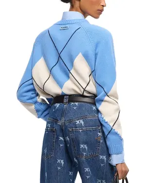 Pinko Berna Wool & Cashmere Argyle Crewneck Sweater - Ec