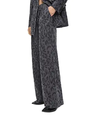 Pinko Rhinestone Pattern Straight Leg Pants - Ghost Grey