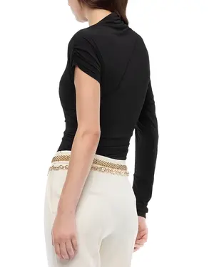 Pinko Croma Asymmetrical Slit Cutout Bodysuit - Black