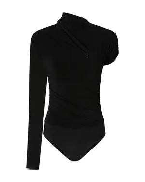 Pinko Croma Asymmetrical Slit Cutout Bodysuit - Black