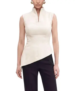 NOCTURNE Padded-shoulder Asymmetric Blouse