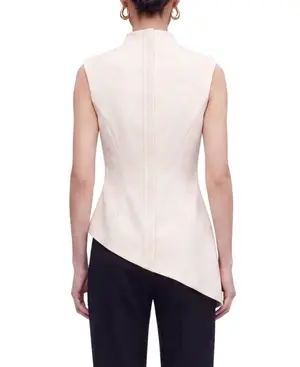 NOCTURNE Padded-shoulder Asymmetric Blouse