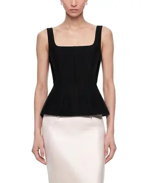 NOCTURNE Boned Square Neck Peplum Bustier Top - Black