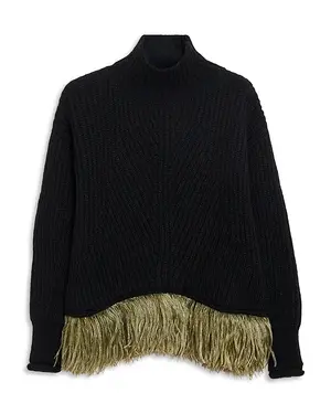 La DoubleJ High Kick Feather Trim Sweater