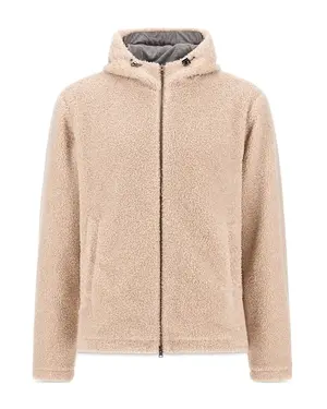 Herno Curly Melange Sherpa Hooded Bomber Jacket