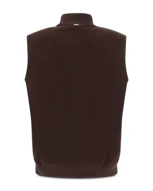 Herno Interlock Knit Effect Nylon Zip Vest - Chocolate Brown