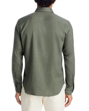 MAURIZIO BALDASSARI Brushed Cotton & Lyocell Herringbone Sport Shirt - Green Tea