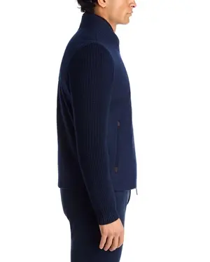 MAURIZIO BALDASSARI Wool Flannel Channel Quilt Blouson With Knit Sleeves
