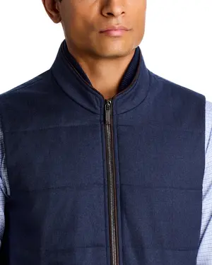 MAURIZIO BALDASSARI Wool Stretch Flannel Channel Quilt Vest - Twilight Blue