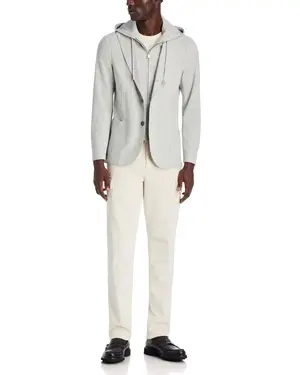 Eleventy Textured Jersey Jacket With Removable Hood - Light Grey
