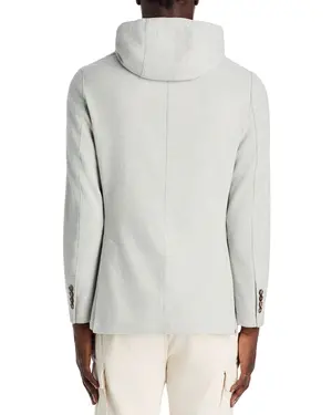 Eleventy Textured Jersey Jacket With Removable Hood - Light Grey