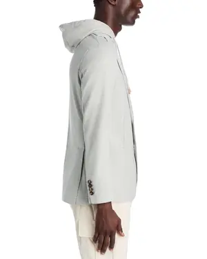 Eleventy Textured Jersey Jacket With Removable Hood - Light Grey