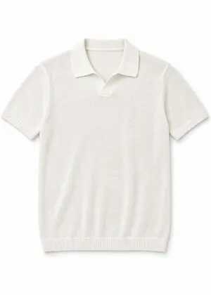 VAYLA Fine-knit Relaxed Fit Open Collar Polo Shirt