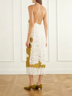 Khaite Nevis Tencel™ Lyocell And Silk-blend Lace Midi Dress - Metallic