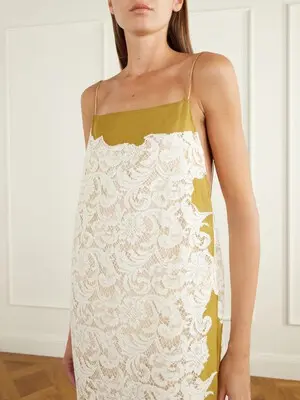 Khaite Nevis Tencel™ Lyocell And Silk-blend Lace Midi Dress - Metallic