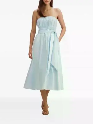 EVER NEW Melissa Gathered Tie-waist Midi Dress - Blue