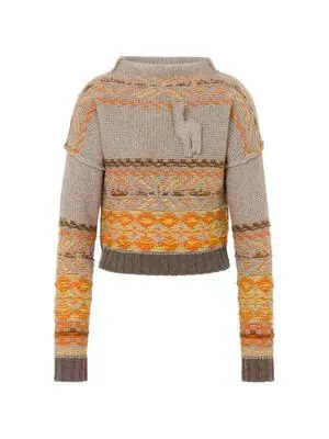 Moschino Inlaid Wool-and-silk Blend Sweater - Neutrals