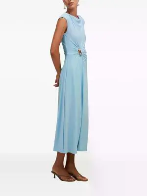 EVER NEW Alaia Gathered Hardware Midi Dress - Blue
