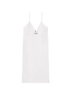 MAISON MARGIELA Logo-patch V-neck Slip Dress - White
