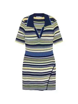 Simkhai Lira Chevron-knit Mini Polo Dress - Blue