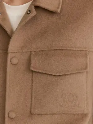 REISS Warner Monogram Wool-blend Press-stud Overshirt - Camel
