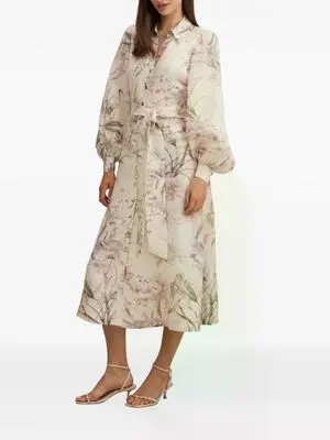 EVER NEW Hazel Floral-print Midi Shirt Dress - Neutrals