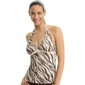 GOTTEX Safari Chic Textured Halter Tankini Top - Cream-brown