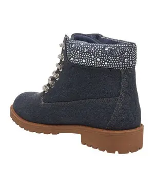 True Religion Faith Bling Lace Combat Boot - Denim