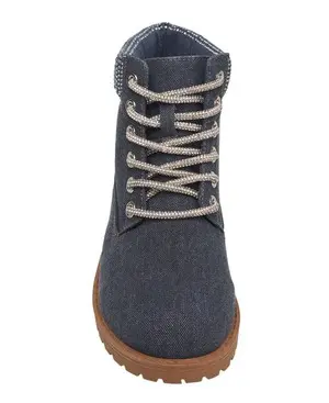 True Religion Faith Bling Lace Combat Boot - Denim