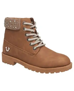 True Religion Faith Bling Lace Combat Boot - Tan