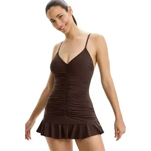 GOTTEX Tutti Frutti Shirred Swimdress - Espresso
