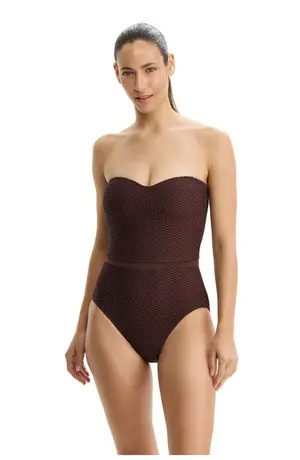 GOTTEX Safari Chic Textured Bandeau One Piece - Brown