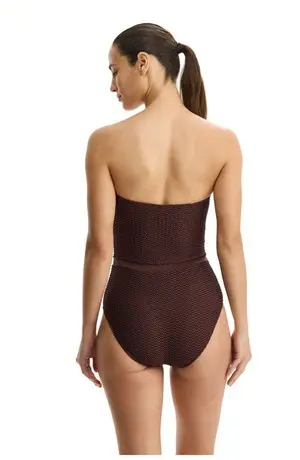 GOTTEX Safari Chic Textured Bandeau One Piece - Brown