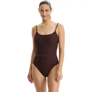 GOTTEX Safari Chic Textured Scoop Neck One Piece Brown