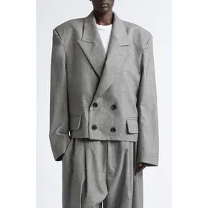 Vaquera Slouchy Glen Plaid Wool Blazer