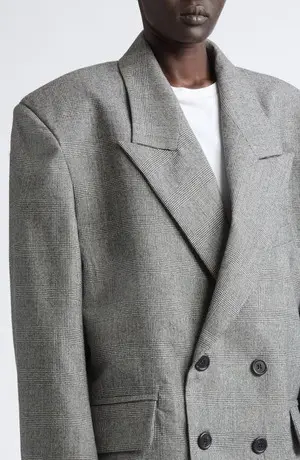 Vaquera Slouchy Glen Plaid Wool Blazer