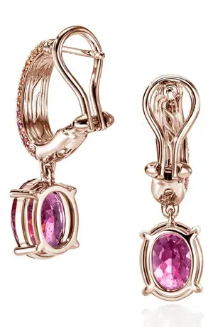 John Hardy Artisan Series 18k Rose Rubelite Drop Earrings