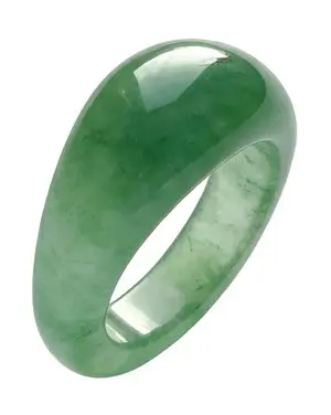 SEREE Thin Dome Jade- Aventurine Signet Ring - Green