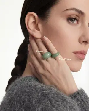 SEREE Thin Dome Jade- Aventurine Signet Ring