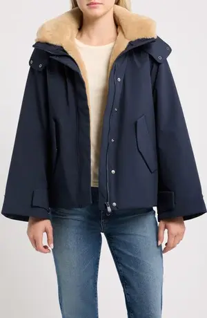 SAVE THE DUCK Solana Hooded Jacket With Faux Fur Collar