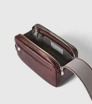 Brunello Cucinelli Leather Wash Bag - Purple